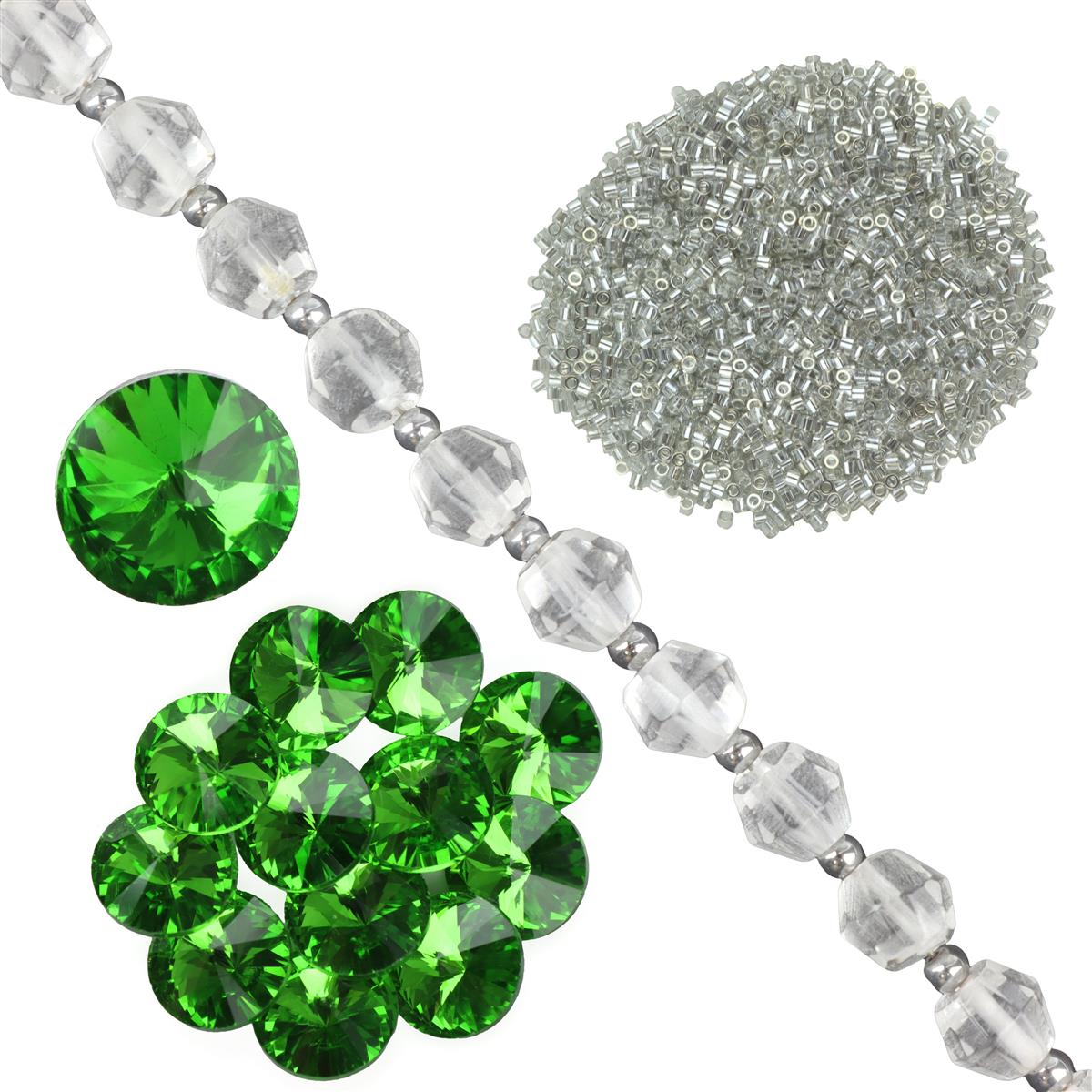 Emerald Glass Rivoli, Clear Quartz & Silver Royal Project With ...
