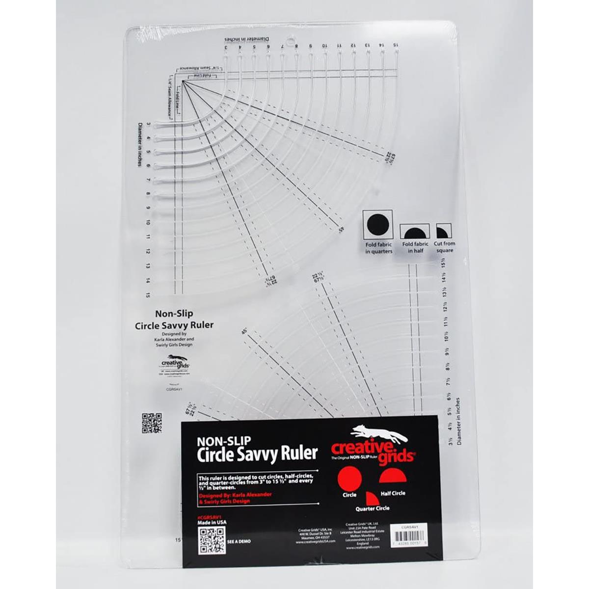 Creative Grids® Non-Slip Circle Savvy Slotted Ruler | SewingStreet