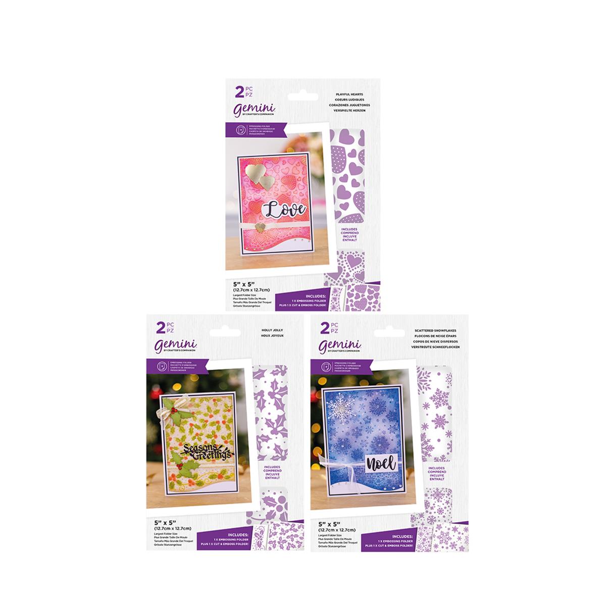 Gemini Embossing Folder Duo 6PC Collection - Holly, Hearts & Snowflakes ...