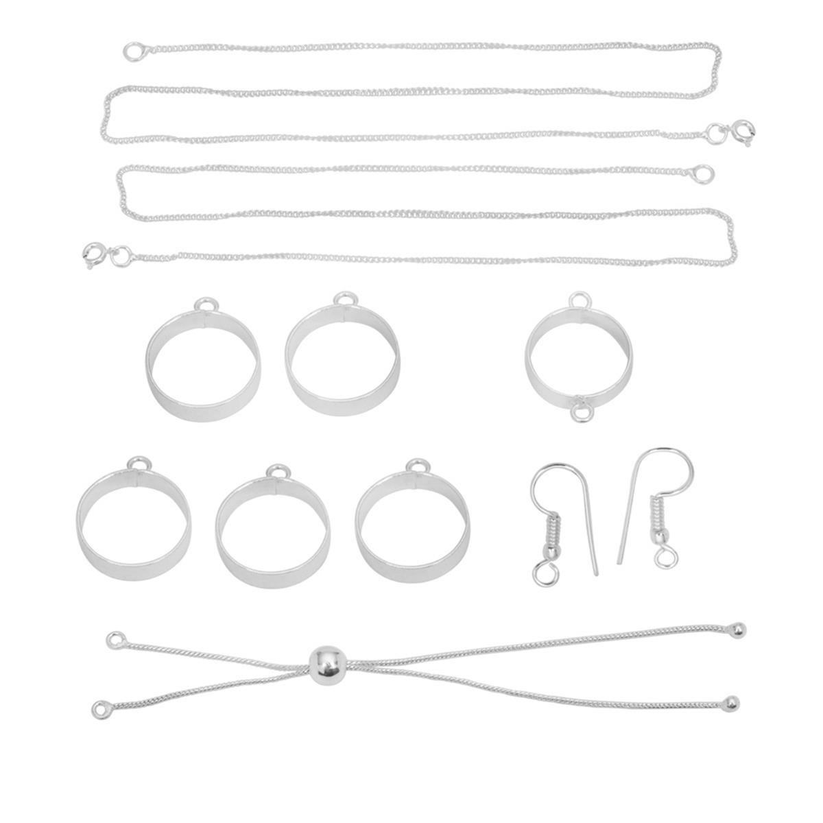 Silver Plated Base Metal Gem Art Findings Pack (10pcs) | JewelleryMaker