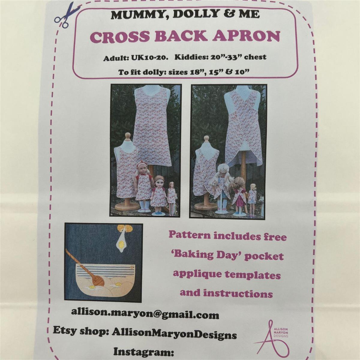 Alison Maryon Mummy, Dolly And Me Cross Back Apron Pattern. Adult Size ...