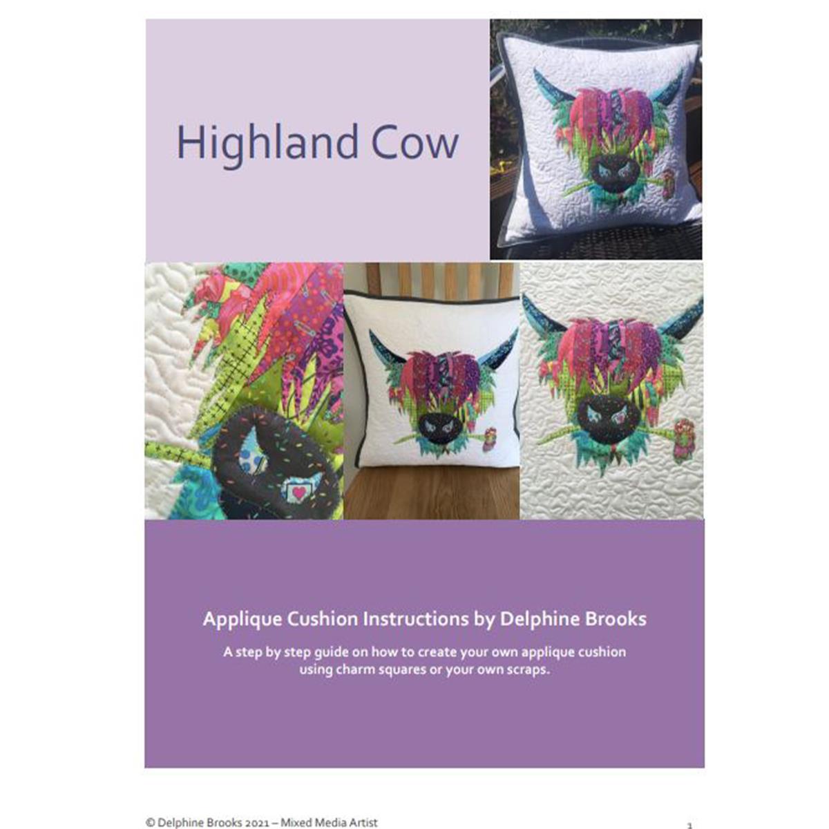 Delphine Brooks Highland Cow Applique Cushion Instructions | SewingStreet Delphine Brooks Highland Cow Applique Cushion Instructions | SewingStreet