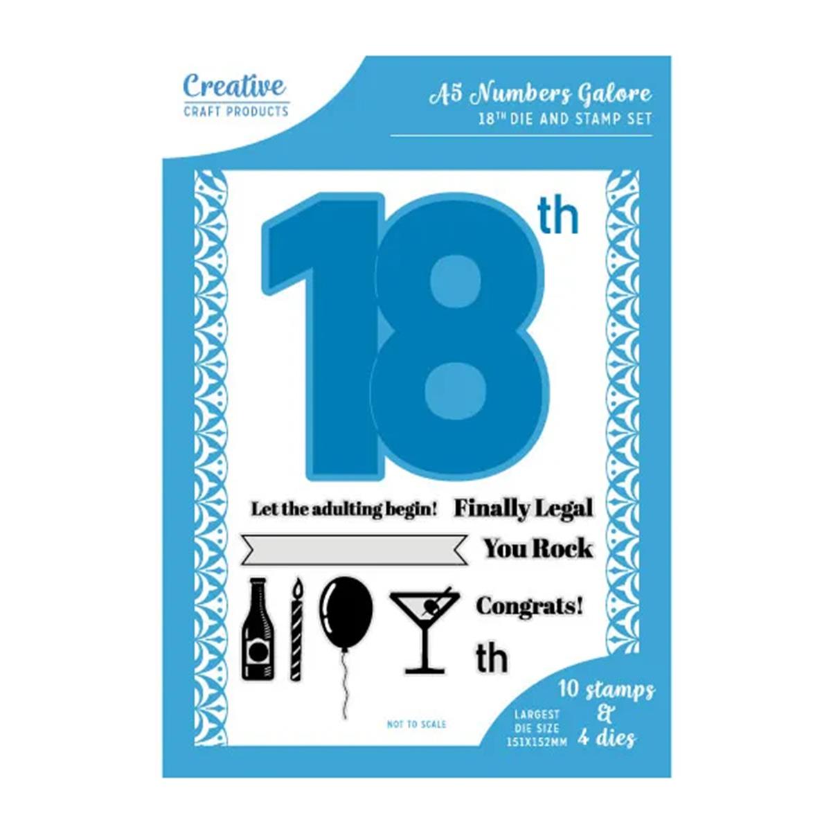 Creative Craft Products Die & Clear Stamp Set A5 Numbers Galore 18th ...