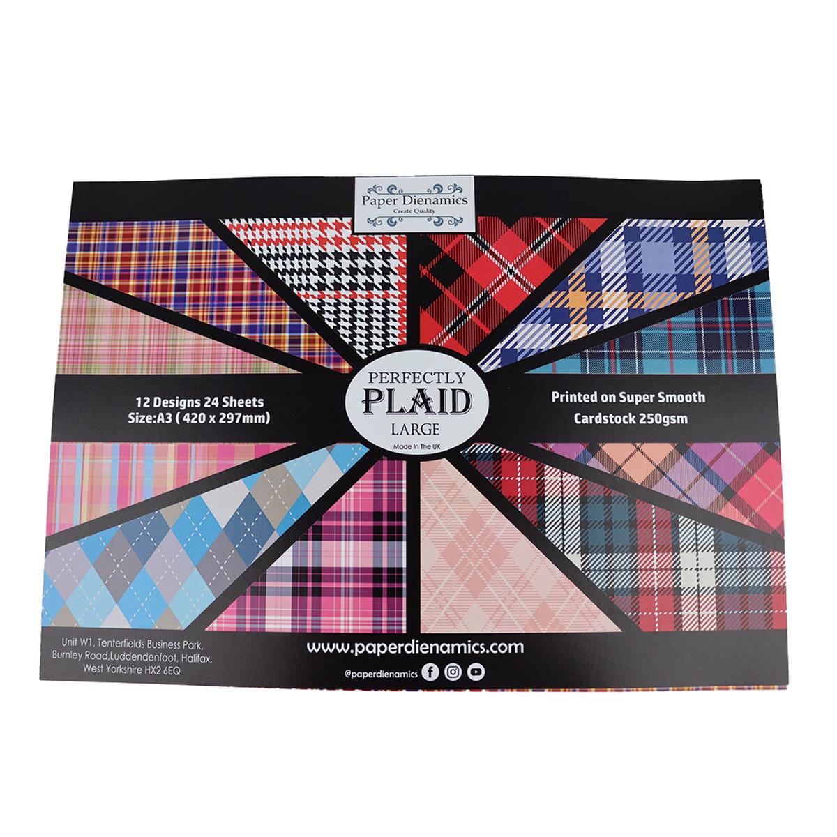 Perfectly Plaid - Large A3 - 12 Designs x 2 each - total 24 sheet pack A3 420 x 297mm 250gsm ...