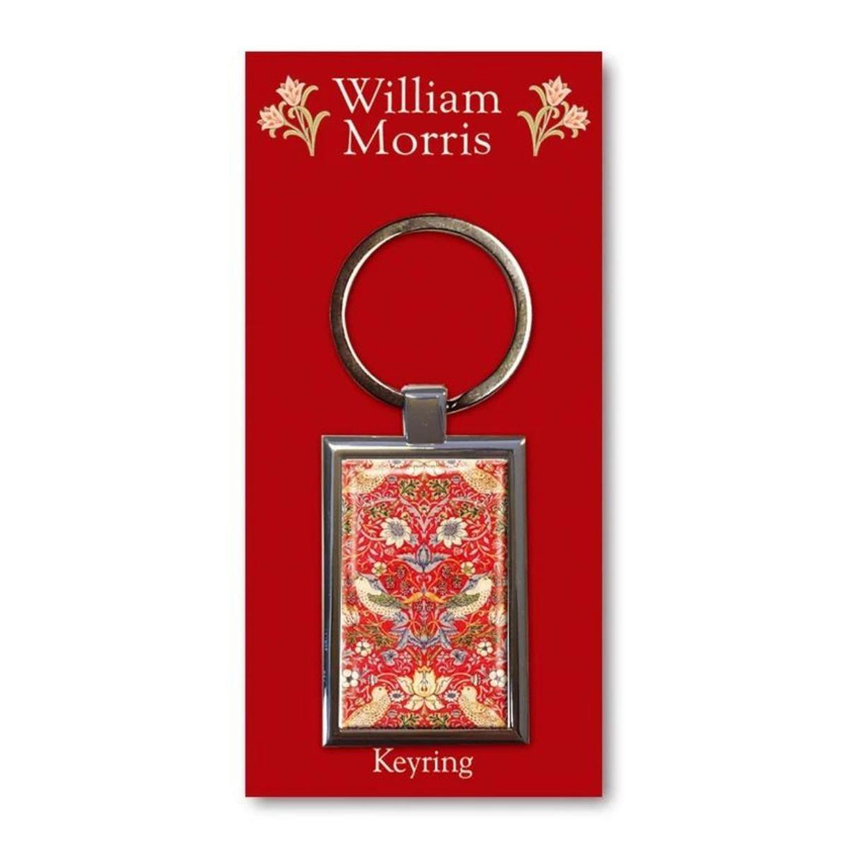 William Morris Strawberry Thief Red Metal Keyring | SewingStreet