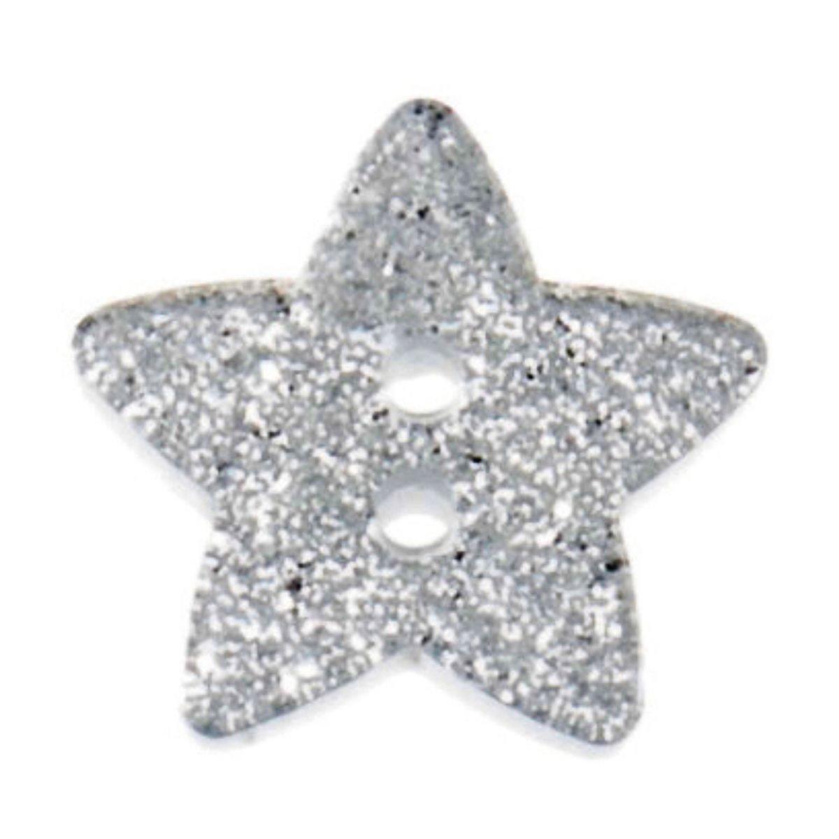Silver Glitter Star Buttons 18mm (50pcs) | SewingStreet