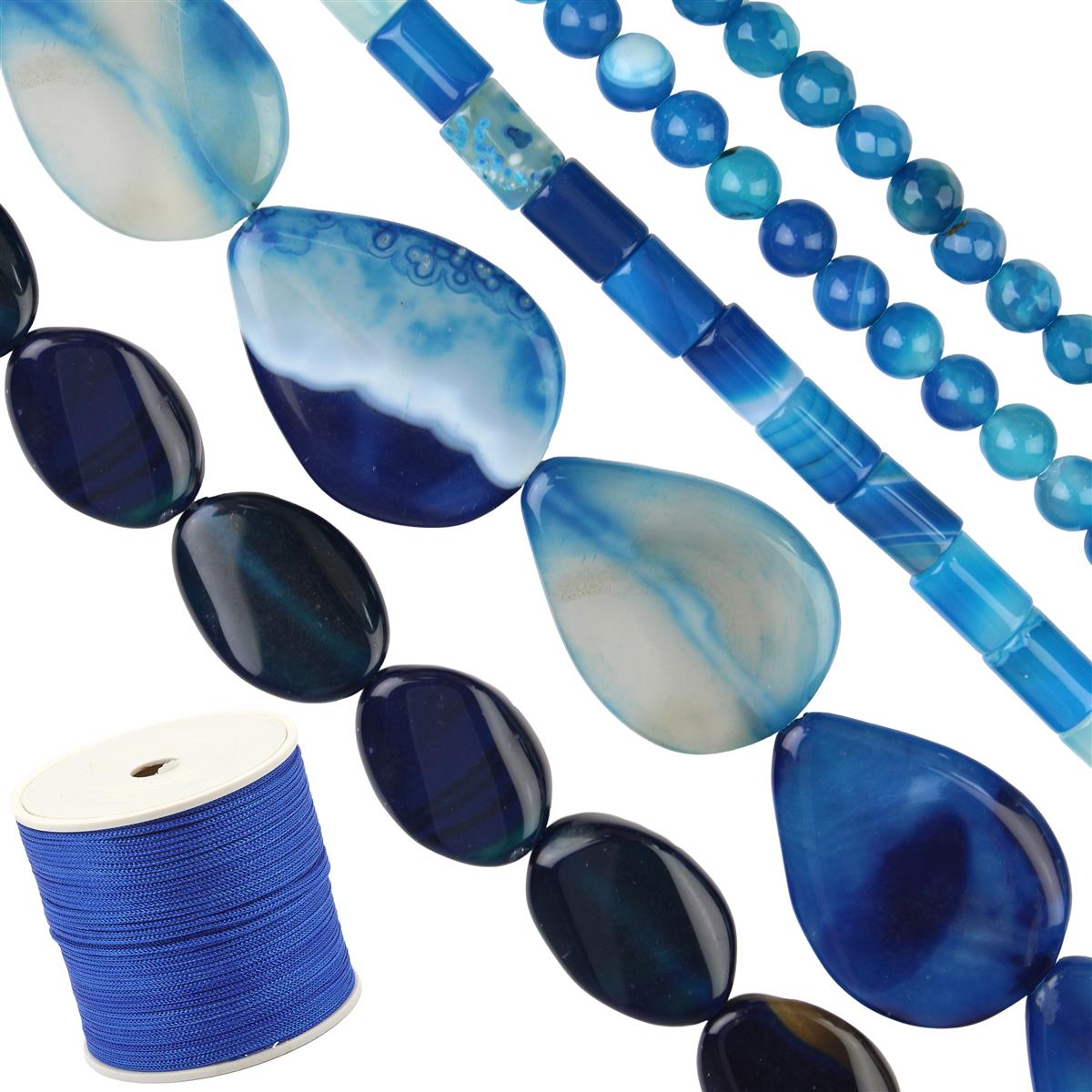 Blue Agate Smooth Round, Drops, Faceted Rounds, Columns & Twisted ...