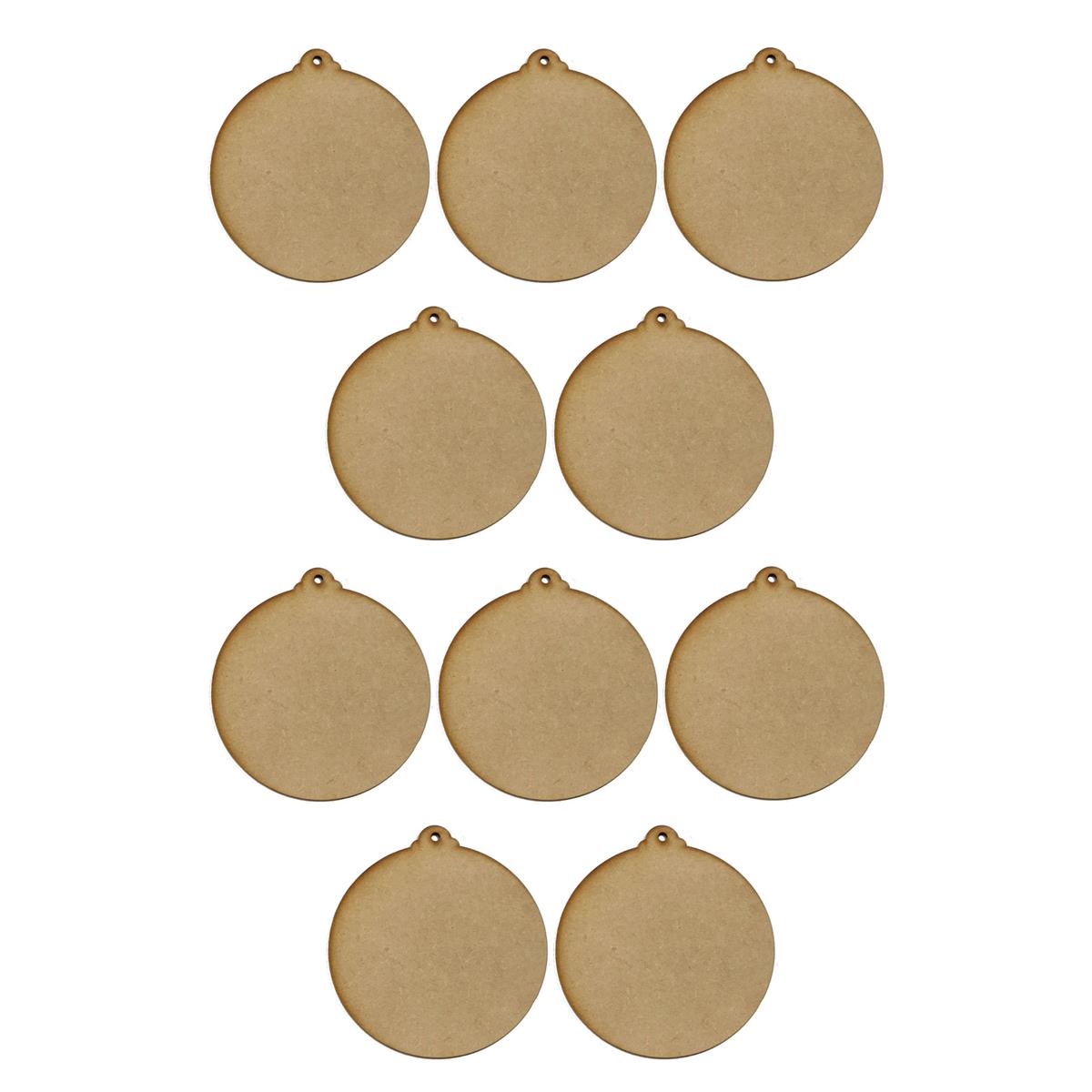 Dreamees- 10cm Blank MDF Bauble Multibuy- Pack of 10 Baubles | HobbyMaker