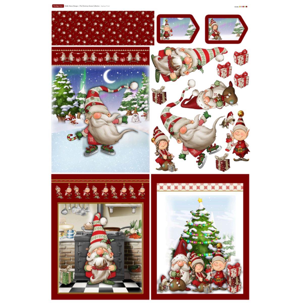 Debbi Moore Designs Christmas Gnome Applique Fabric Panel (140 x 96cm ...