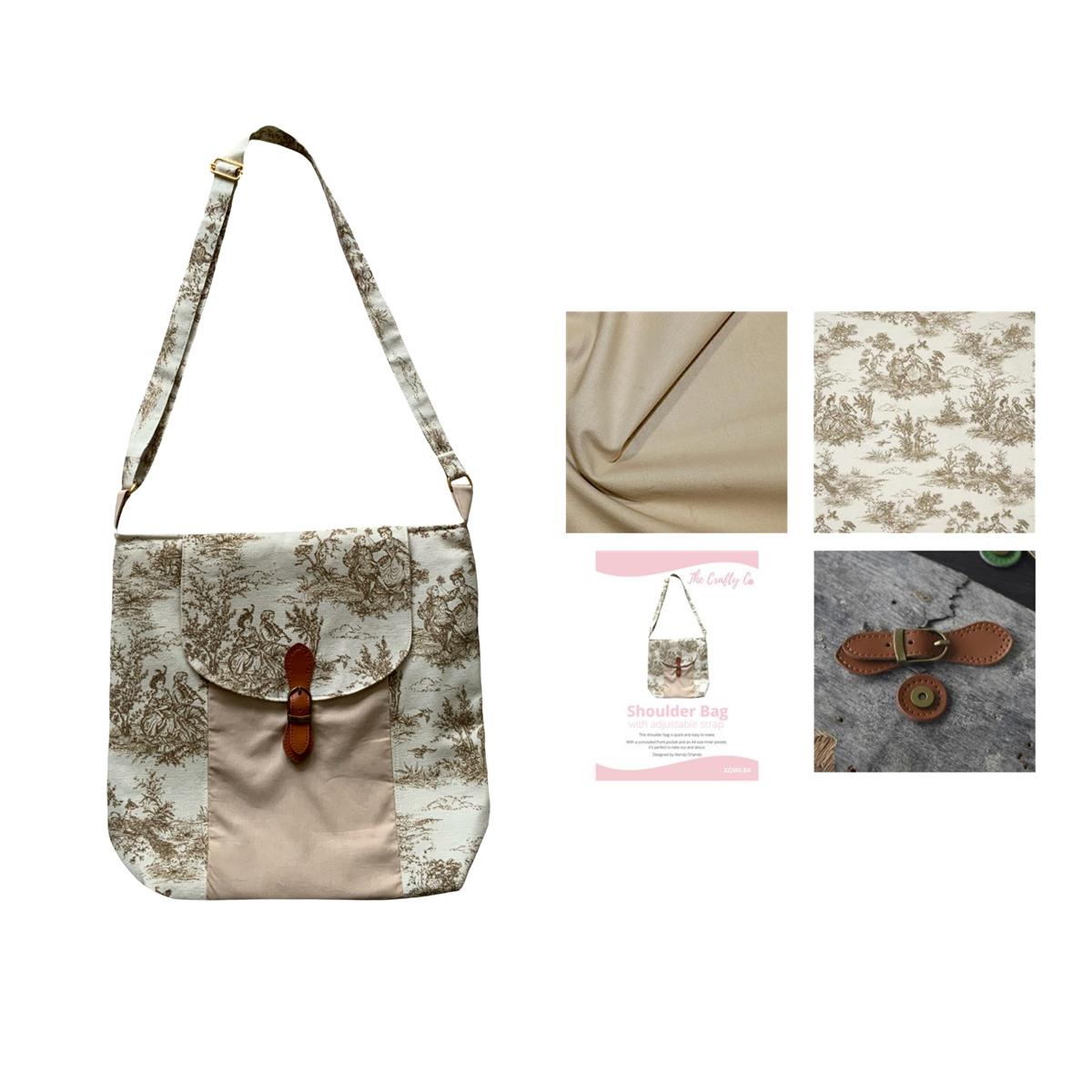 The Crafty Co Natural Canvas Shoulder Bag Kit: Instructions, Fabric (2m ...