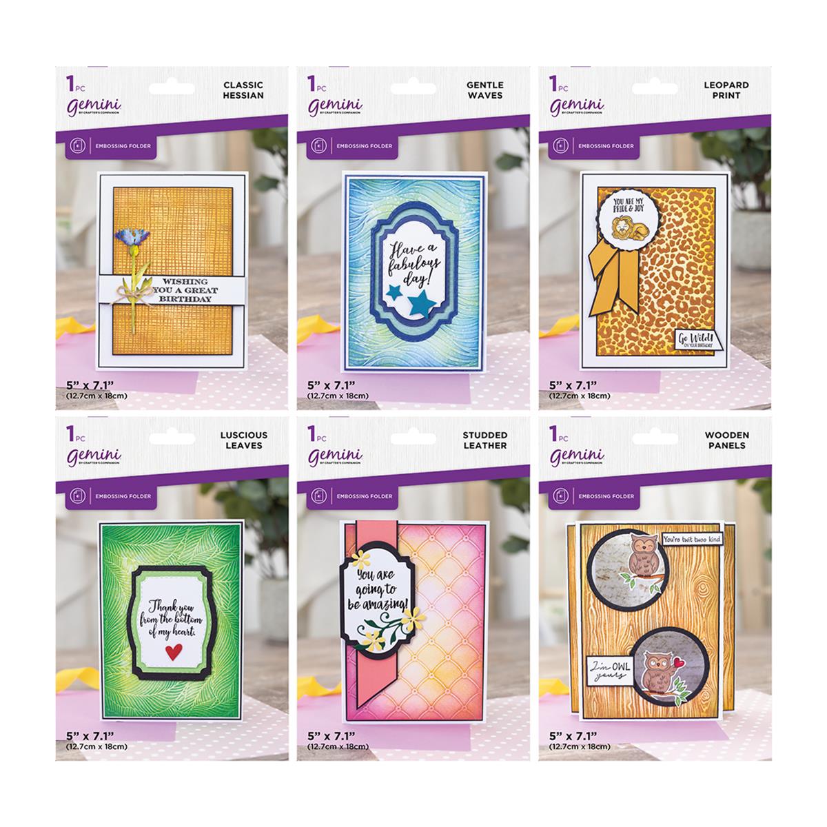 Gemini Textured Embossing Folders 6PC Complete Collection | HobbyMaker