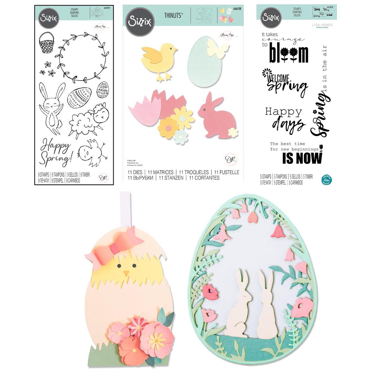 Sizzix Spring Deals! Stamps & Thinlits Die Sets, Inc 14 Stamps & 34 Thinlits | HobbyMaker