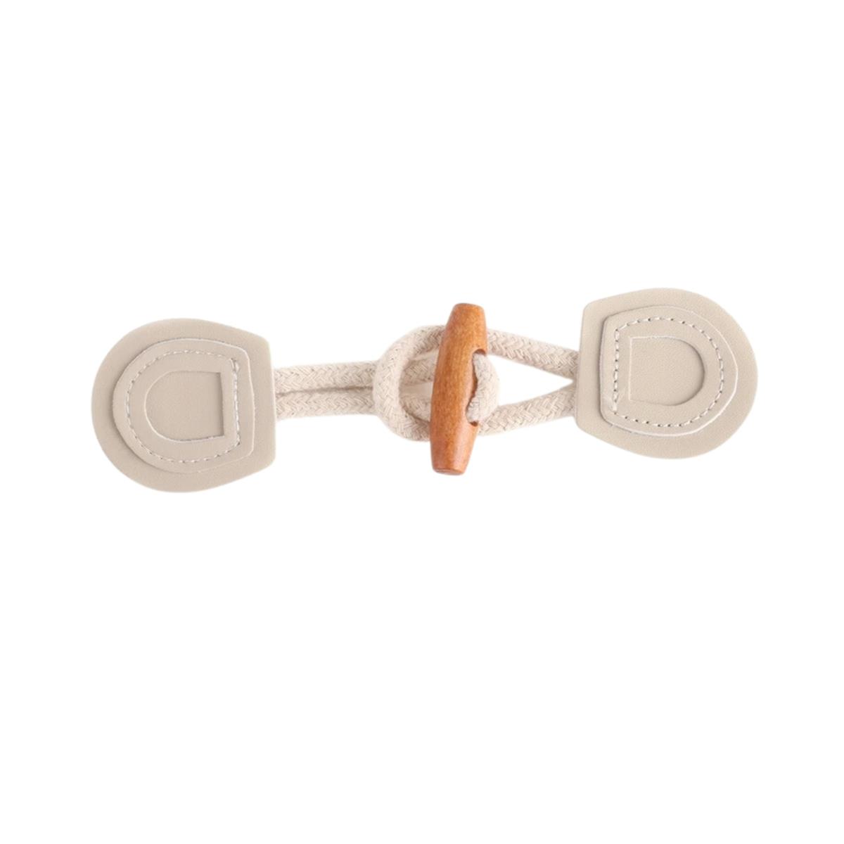 Dove Grey Leather & Rope Toggle Clothing Fastener | SewingStreet