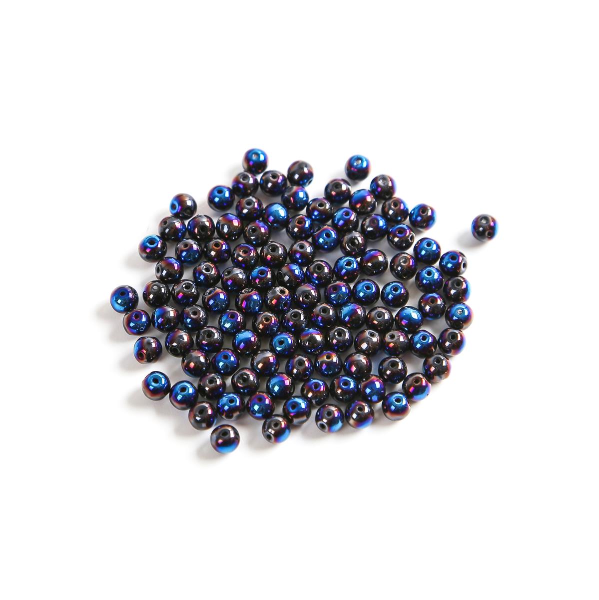 Czech RounDuo Beads, 5mm - Jet Blue Flare Full (100pcs) | JewelleryMaker
