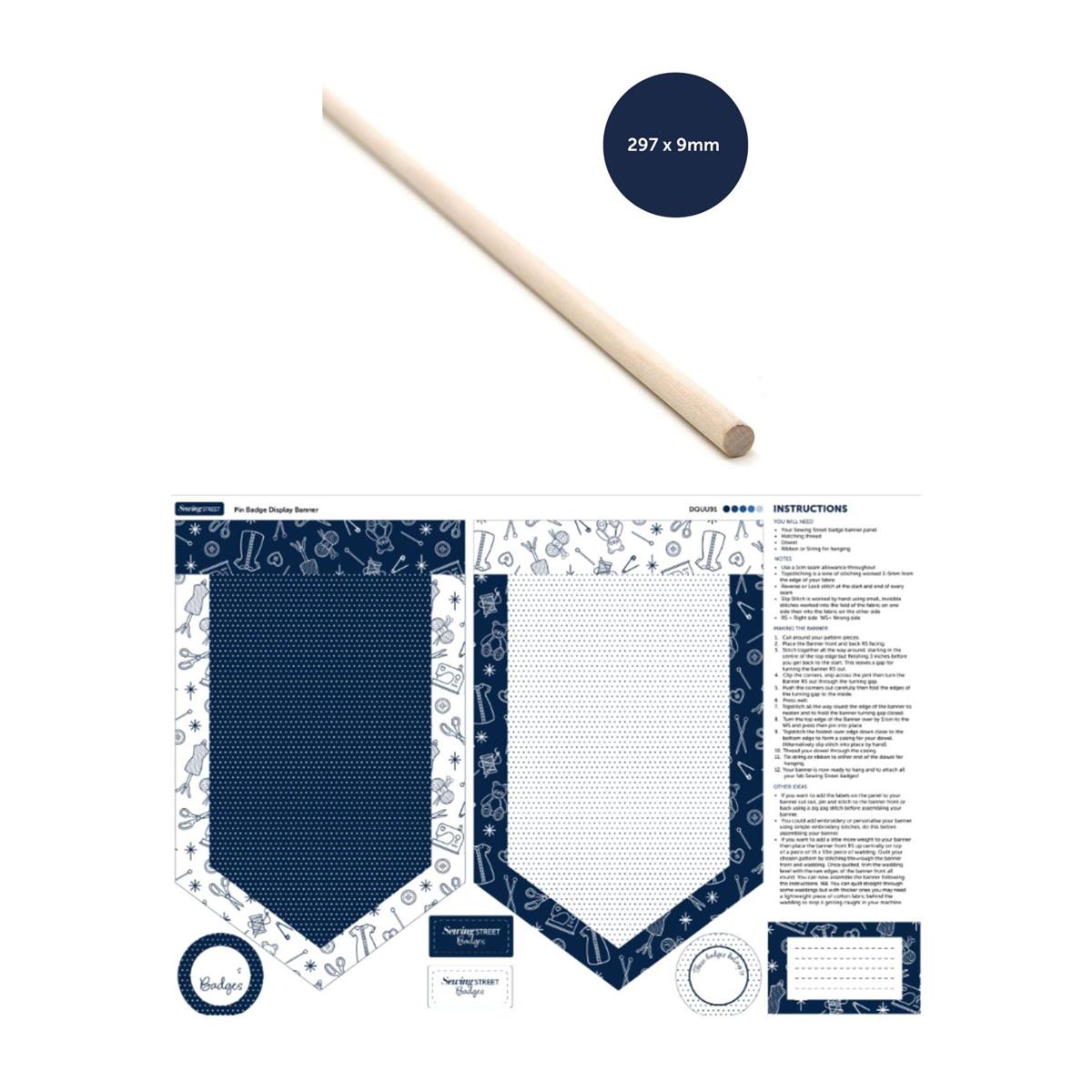 Exclusive Sewing Street Blue Pin Badge Banner Kit: Fabric Panel (70cm x ...