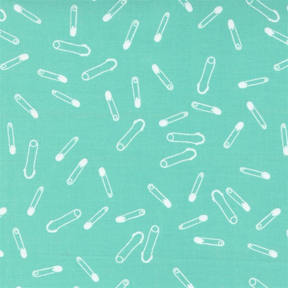 Moda Sew Wonderful Collection Teal Pins Fabric 0.5m | SewingStreet