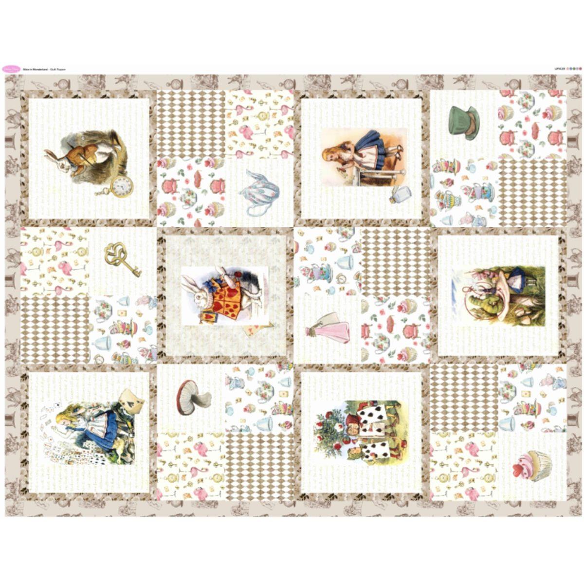 Debbie Shore Quilt Topper Alice in Wonderland Fabric Panel (140 x 111cm ...