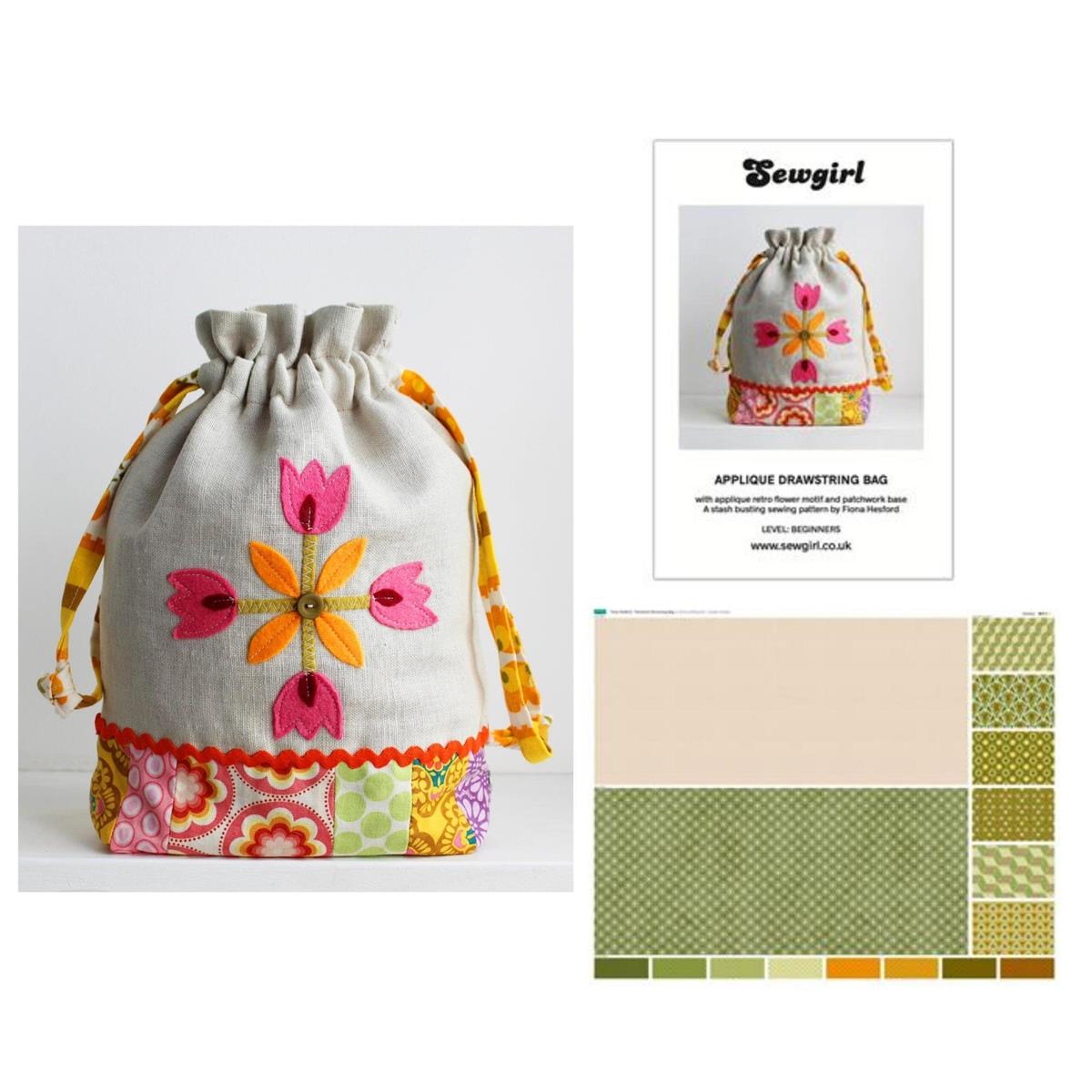 Sew Girl Garden Shades Appliqué Drawstring Bag Kit: Instructions ...