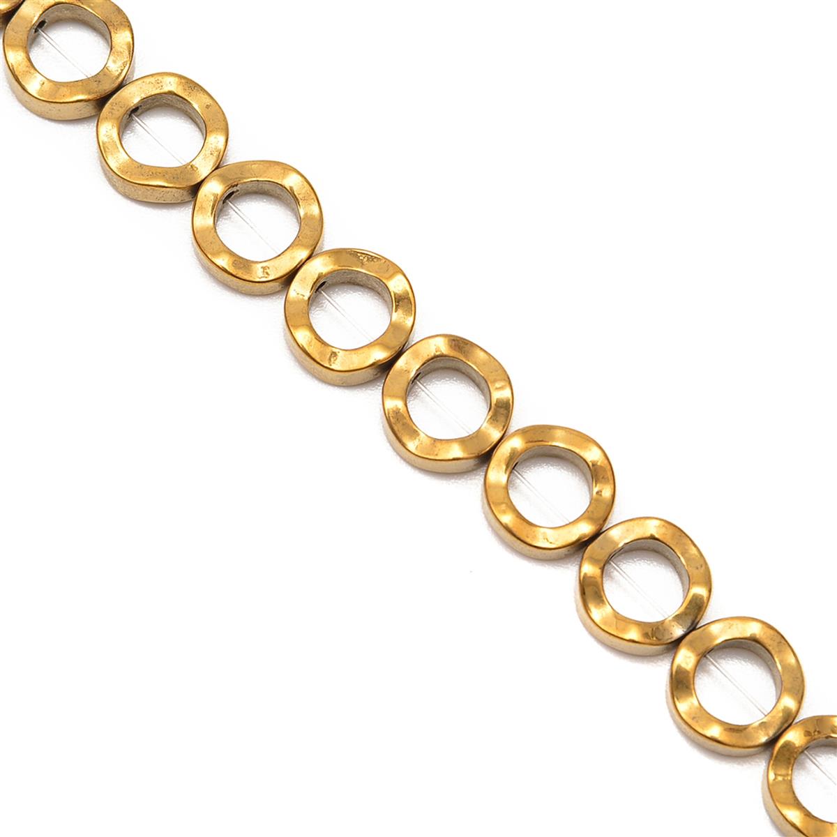 160cts Golden Haematite Wavy Hollow Coins Approx 12mm, 38cm Strand ...