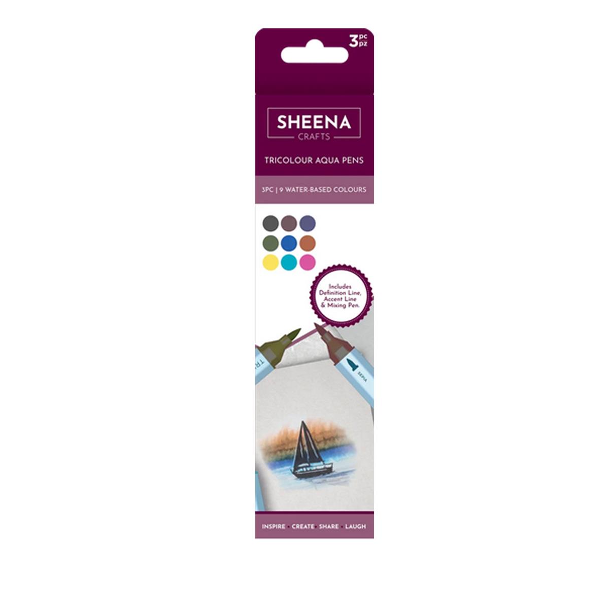Sheena Douglass Draw the Line – TriColour Aqua Markers (3pc) | HobbyMaker