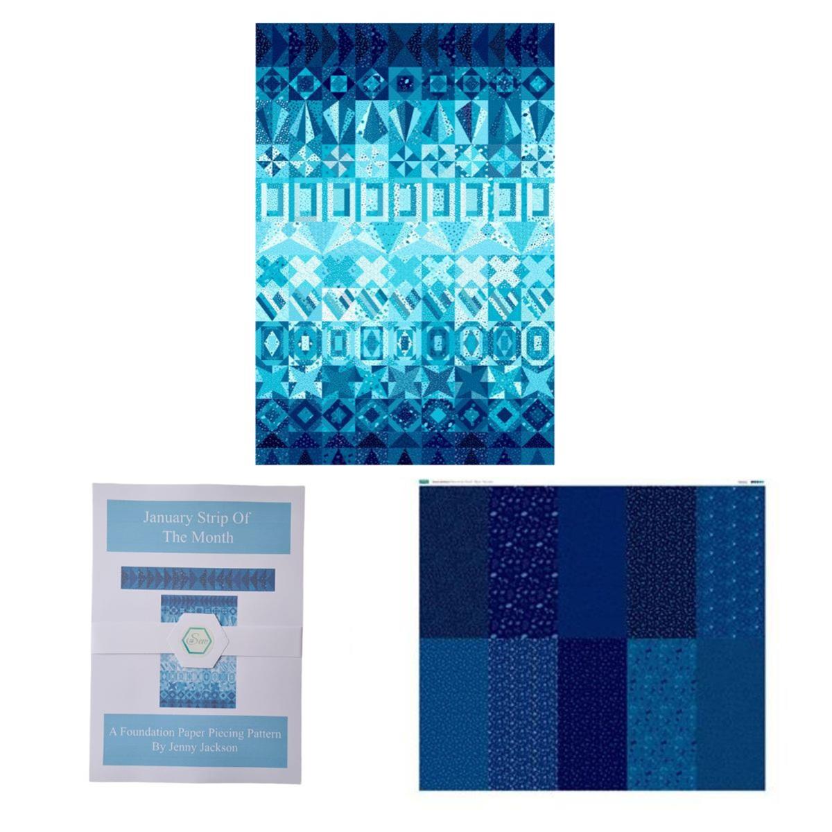 Jenny Jackson's Blue FPP January Strip of the Month Kit: Pattern ...