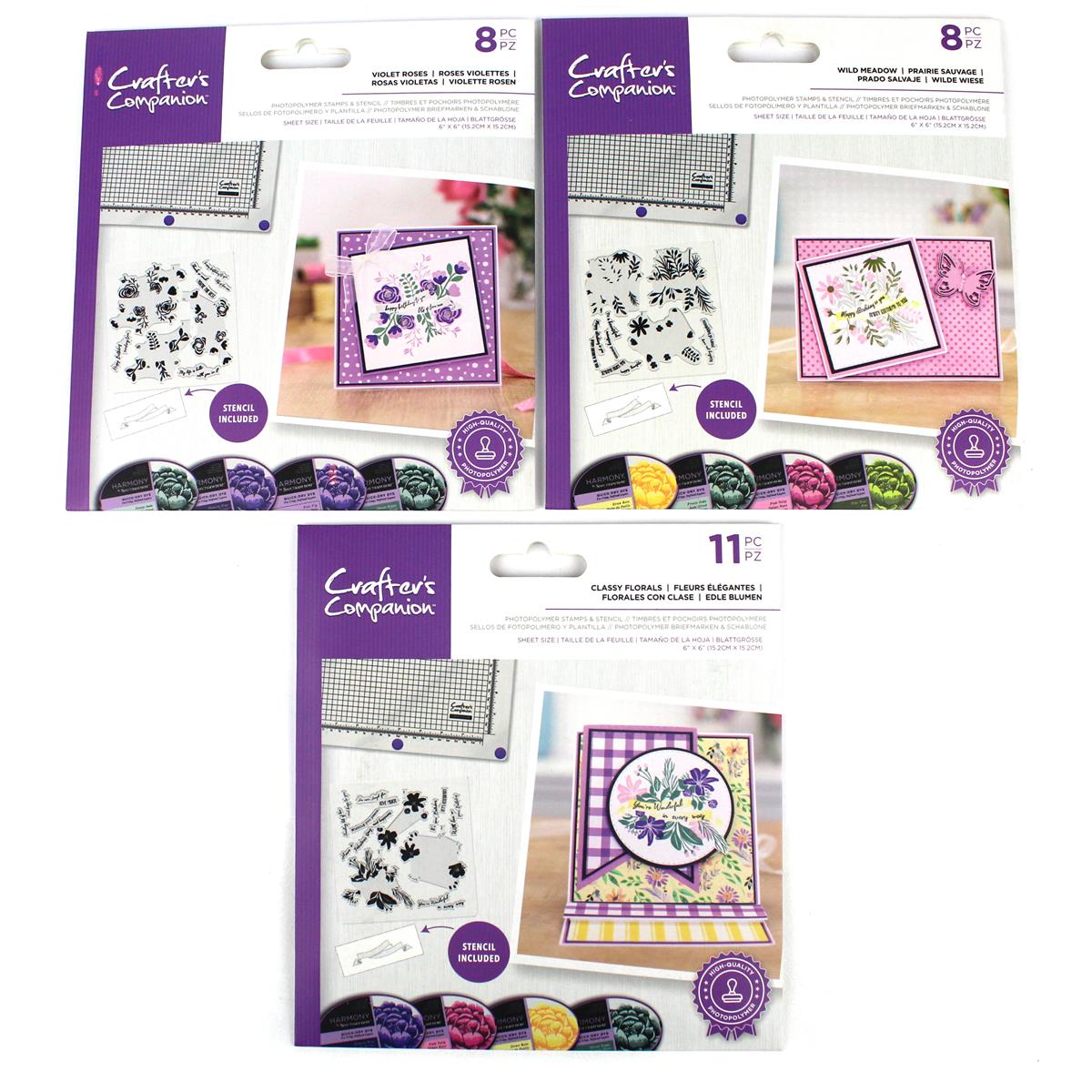 Crafter's Companion Interchangeable Stamps & Stencils - 27 Piece Bundle ...