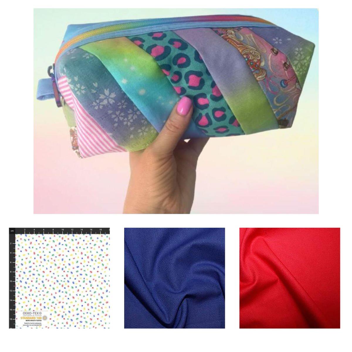 Studio 7t7 Leila Pouch Kit: Instructions & Summer Stars FQ's (3pcs) | SewingStreet