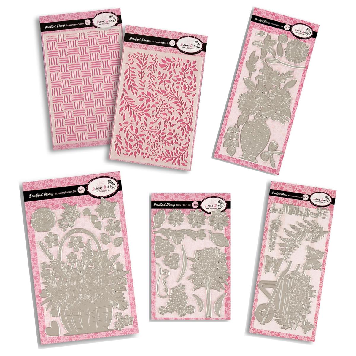 Dawn Bibby Creations - Beautiful Blooms Bumper Bundle - Includes Four Die Sets and Two Stencils ...