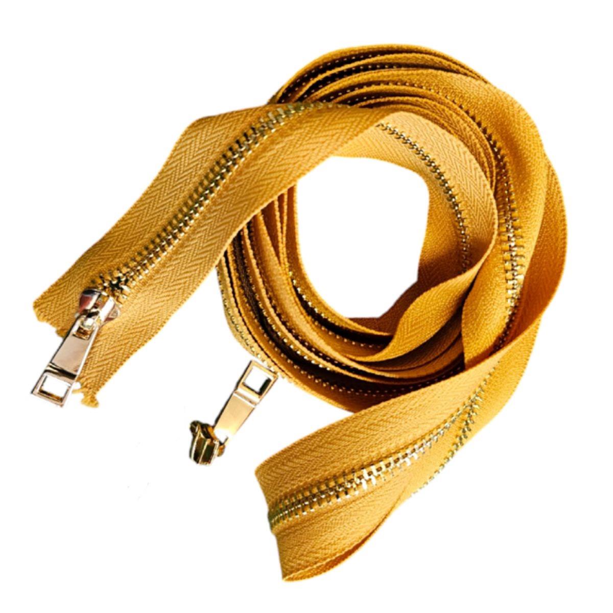 Sewing - Sanctuary Mustard Gold Metal Continuous Zip (1m) & Zip Pulls ...