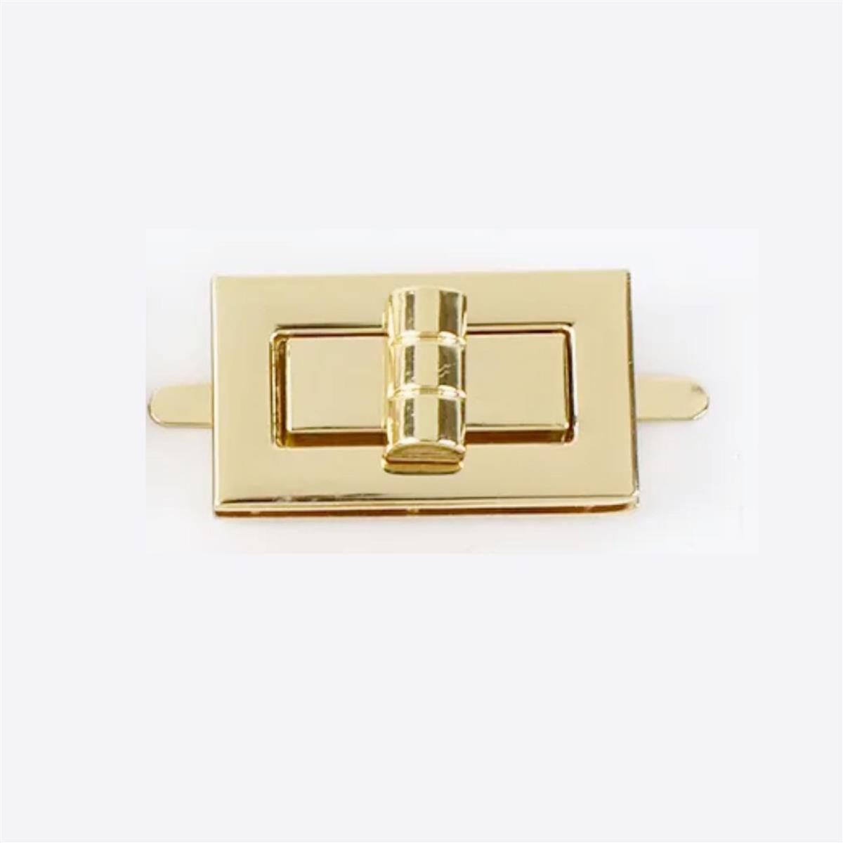 Gold Rectangle Bag Lock Clasp 4cm | SewingStreet