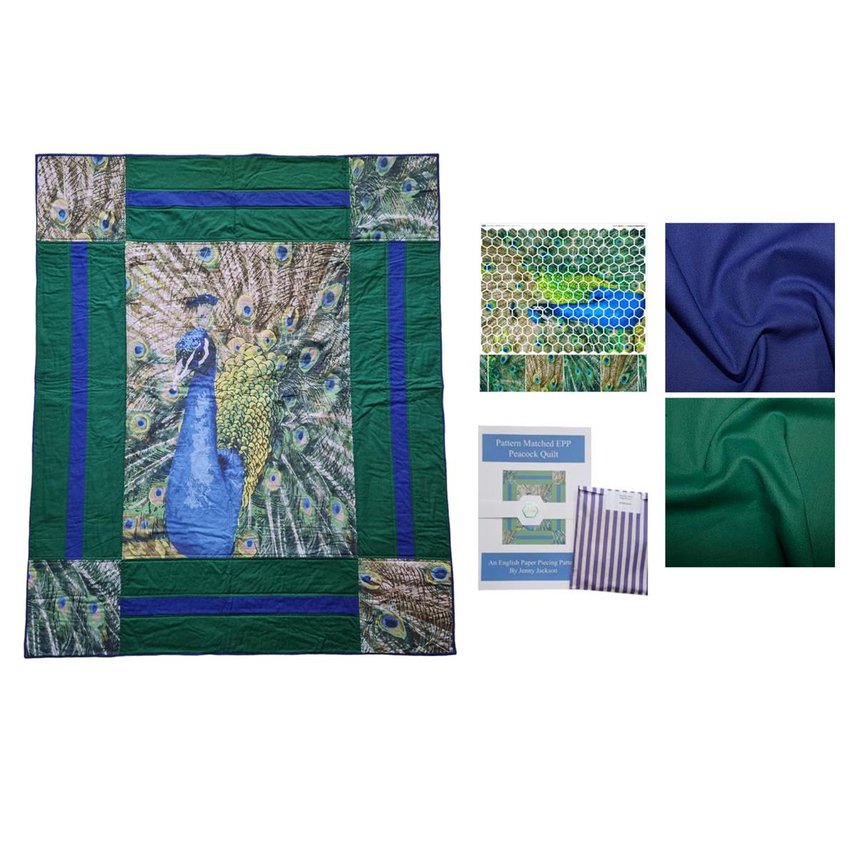 Jenny Jackson's EPP Peacock Quilt Kit: Pattern, Paper Pieces, Fabric ...