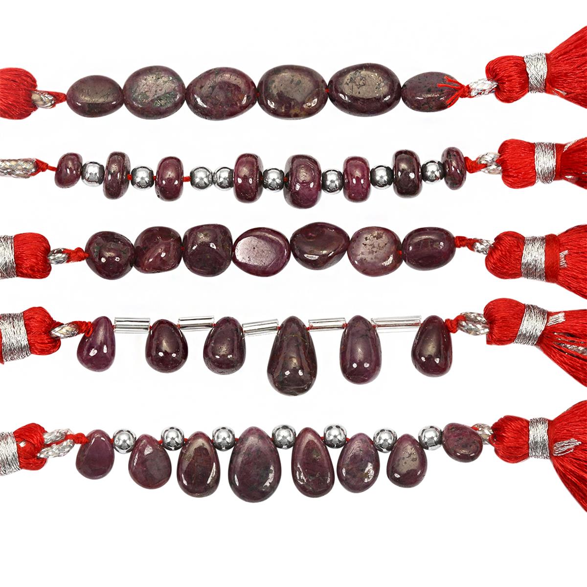 70cts Ruby Smooth Gemstone Multi Shapes, Approx 5cm Strands With ...