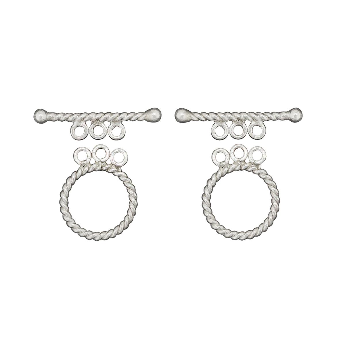 925 Sterling Silver Twisted Three Strand Lightweight Toggle Clasp, 2pcs ...
