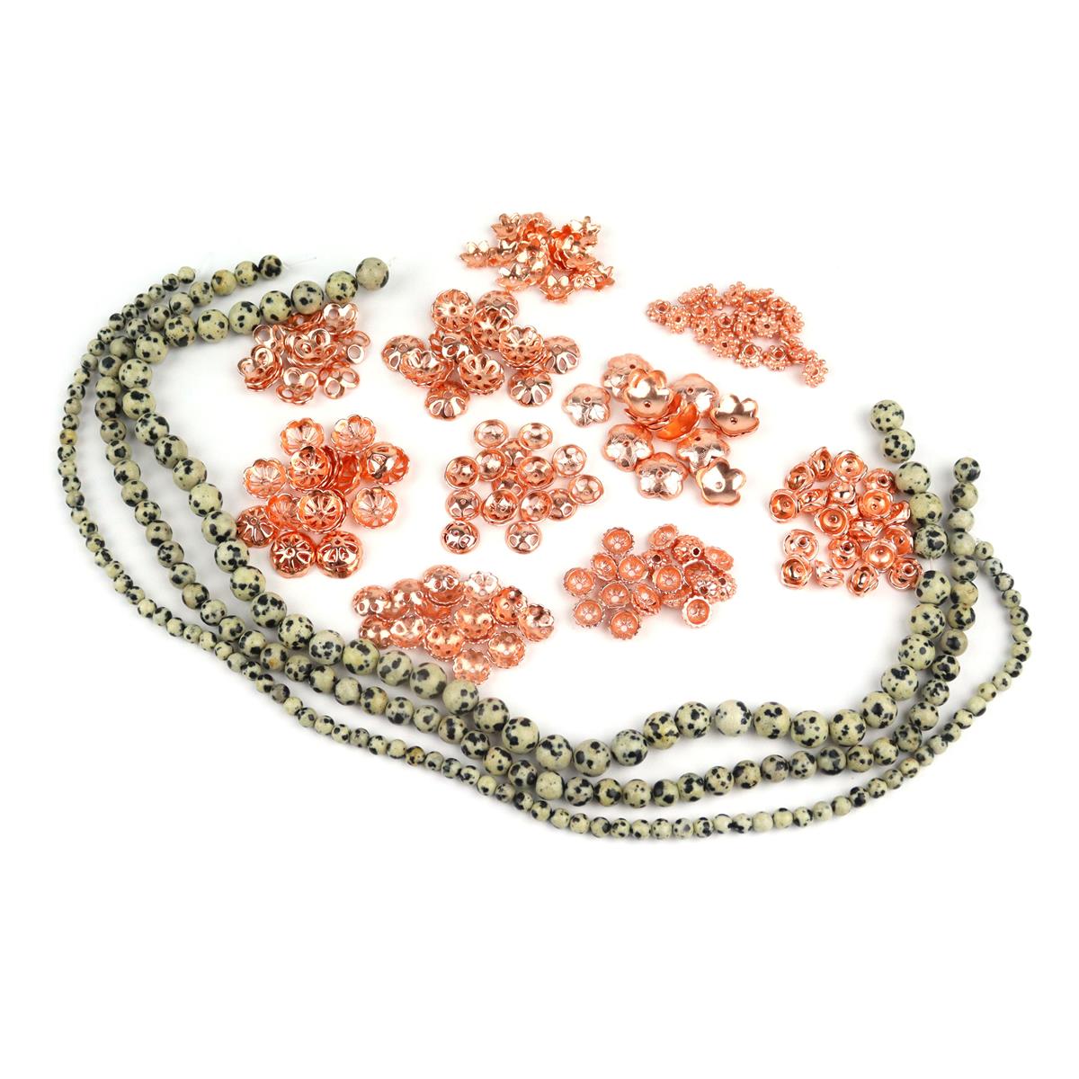 Base Metal End Caps - Rose Gold Plated Base Metal Bead Cap Bundle, 10 ...