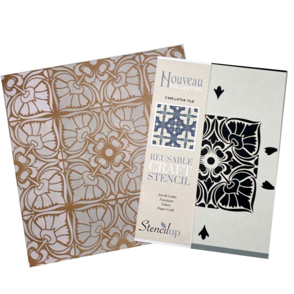 Stencil Up Nouvea Lotus Tile (A4 adhesive-backed stencil) | SewingStreet