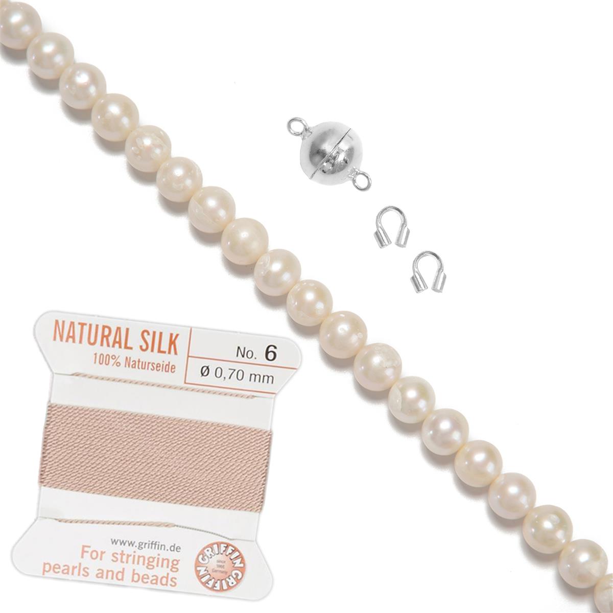 925 Sterling Silver White Freshwater Cultured Pearl Project With ...