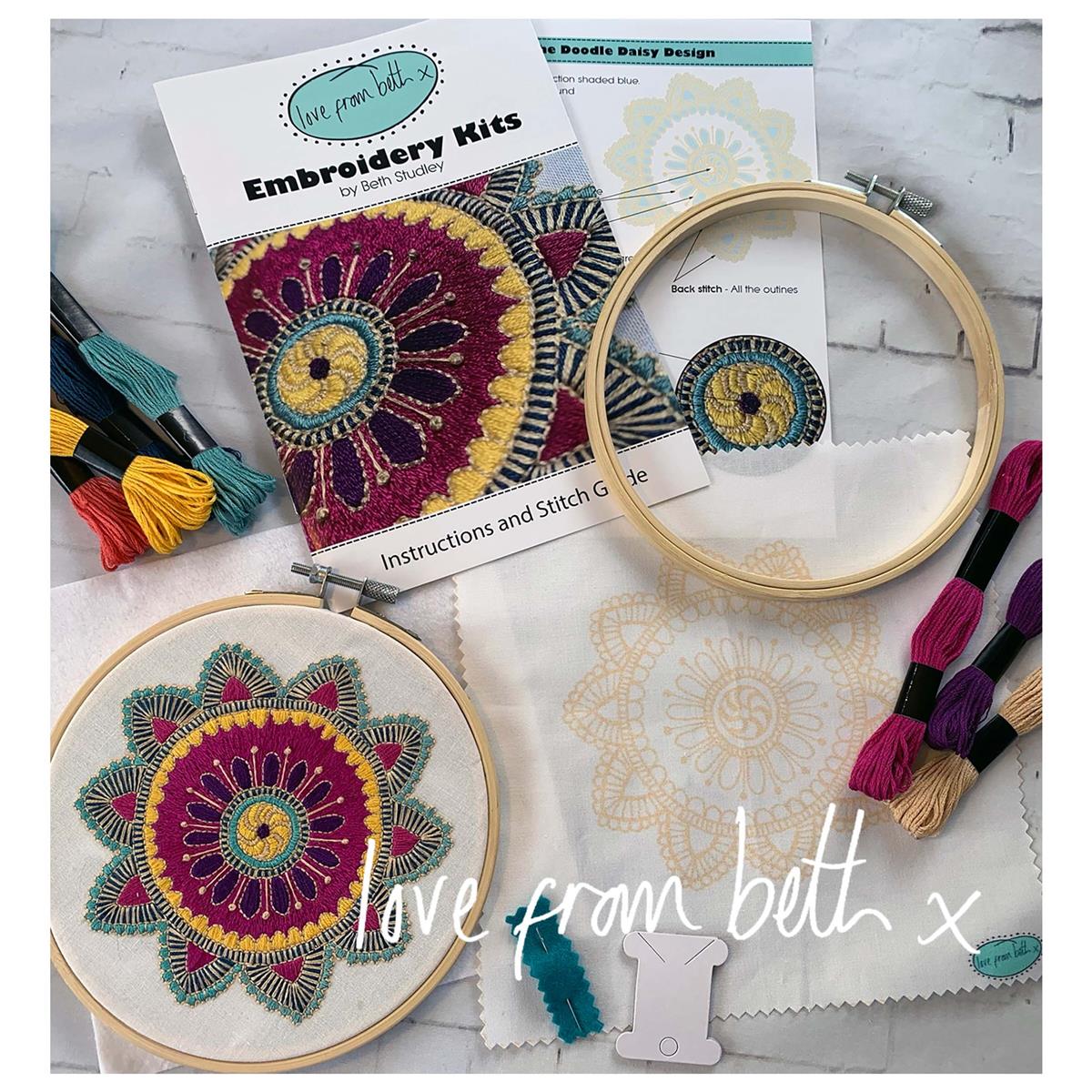 Love From Beth Doodle Daisy Embroidery Kit | SewingStreet