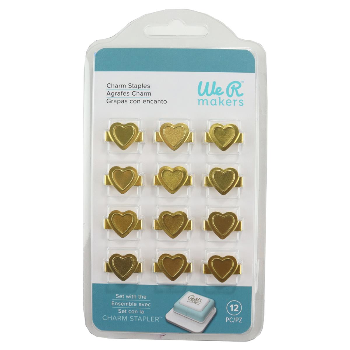 We R Makers Charm Staples Gold Heart 12pc | HobbyMaker