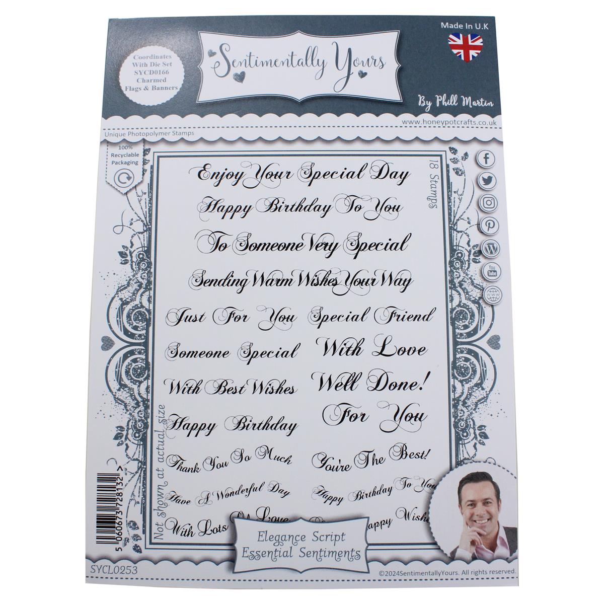 Sentimentally Yours Elegance Script Essential Sentiments A5 Stamp Set ...