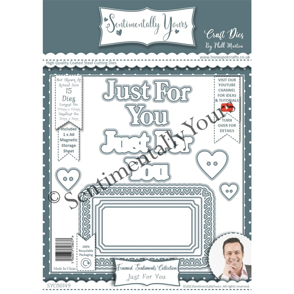 Sentimentally Yours Framed Sentiments - Just For You A6 Die Set ...