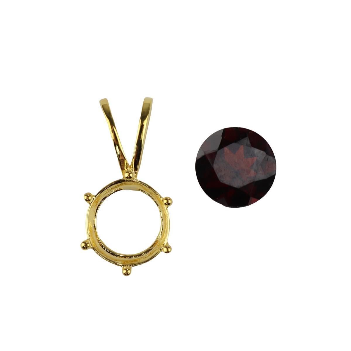 Gold Plated 925 Sterling Silver Garnet Pendant with Snap Setting ...
