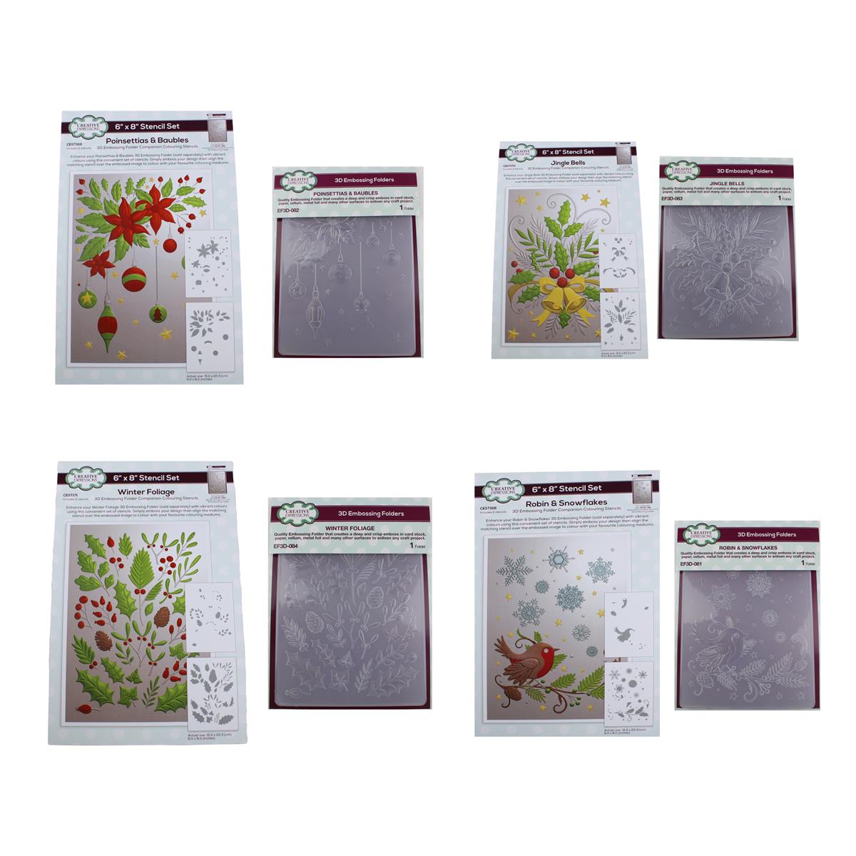 I Want It All Bundle; 4 3D Embossing Folders and 4 Companion Stencil Sets | HobbyMaker