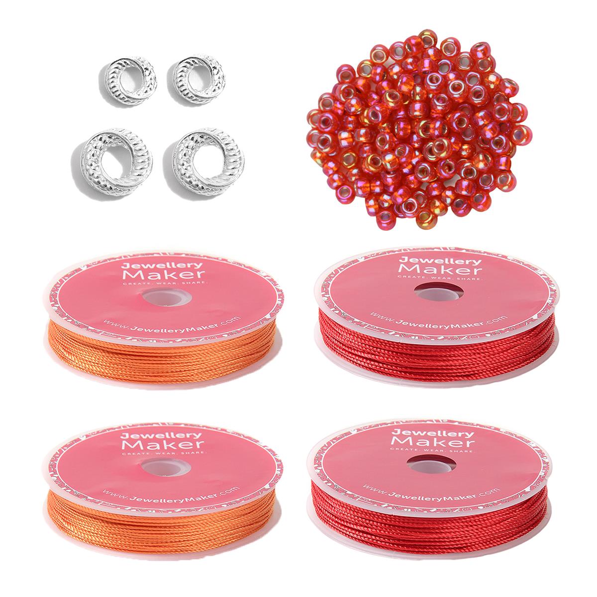 925 Sterling Silver Dragon Tail, Red & Orange Macrame Project With ...