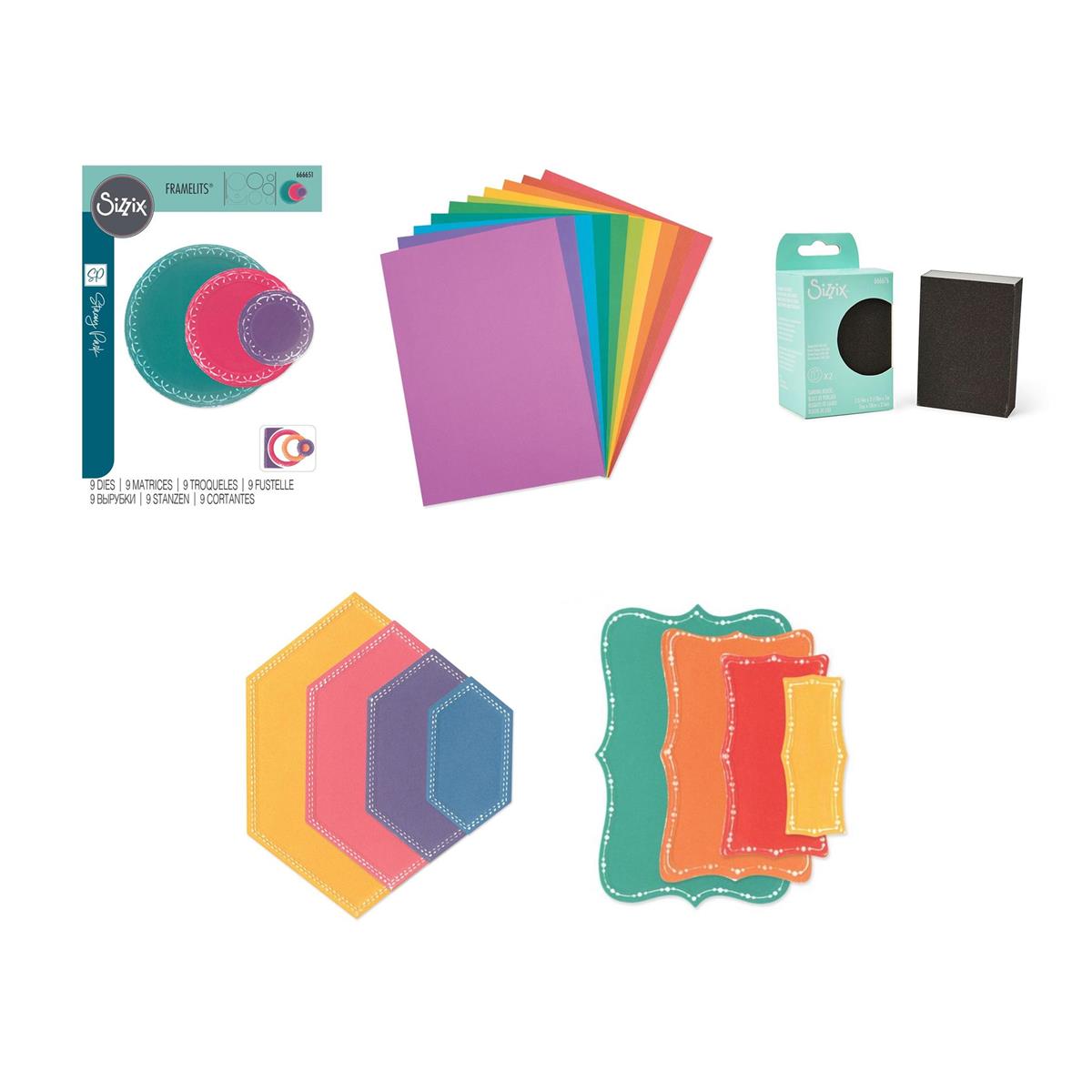 Sizzix Fanciful Framelits Mega Bundle - 3x Die Sets, Card & Sanding Block | HobbyMaker