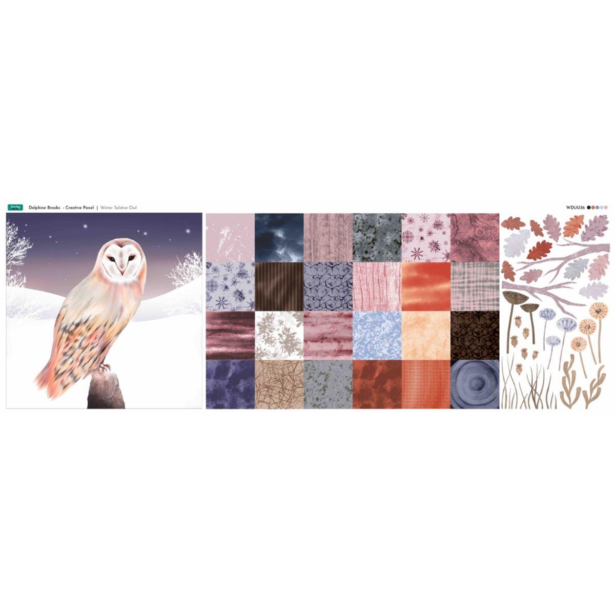 Delphine Brooks' Winter Owl Fabric Panel (140 x 50cm) | SewingStreet
