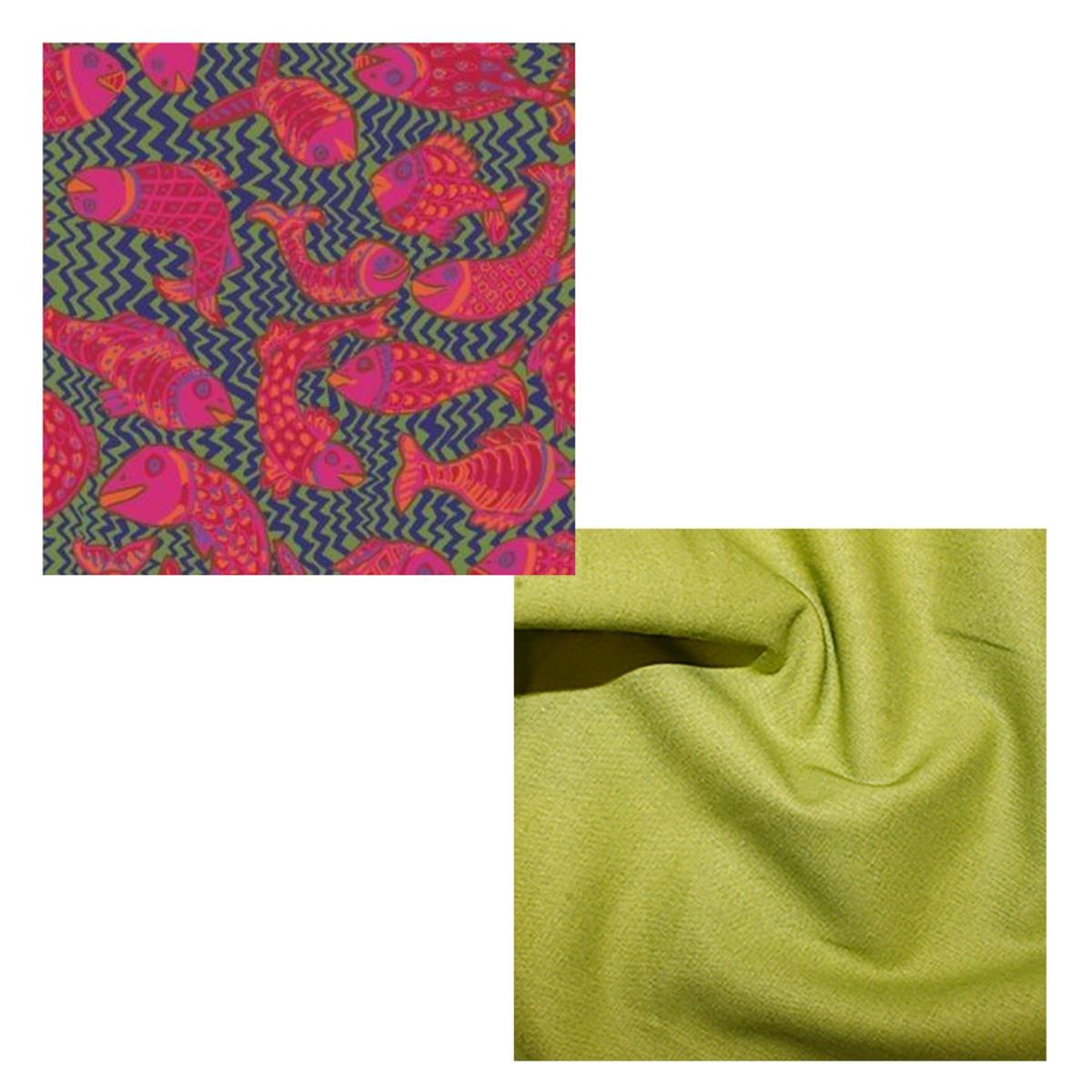UNDER £10! Kaffe Fassett Collective Fish Green & Plain Fabric Bundle ...