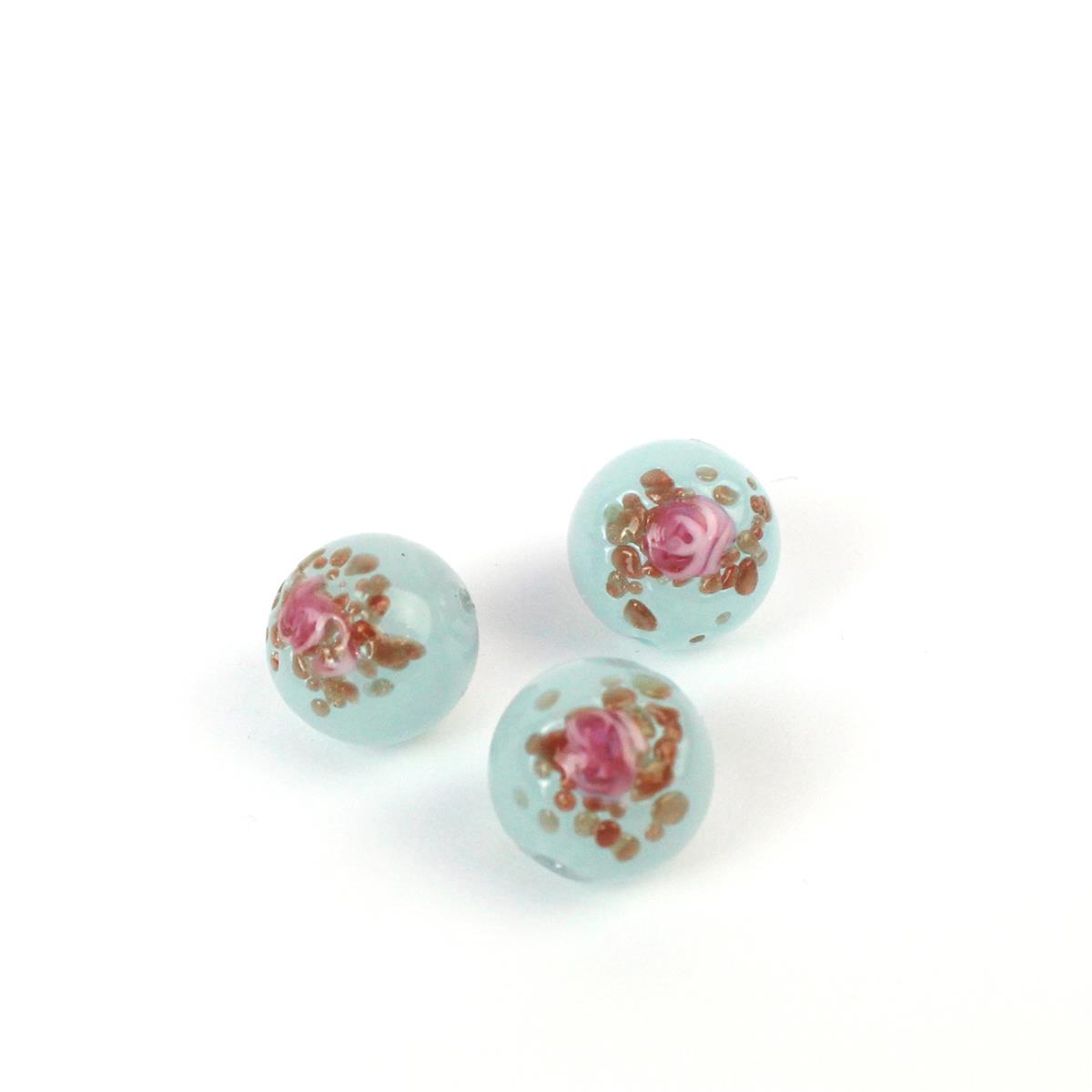 Murano Glass Celeste Opal Rosetta Beads, Approx 12mm (3pc) | JewelleryMaker