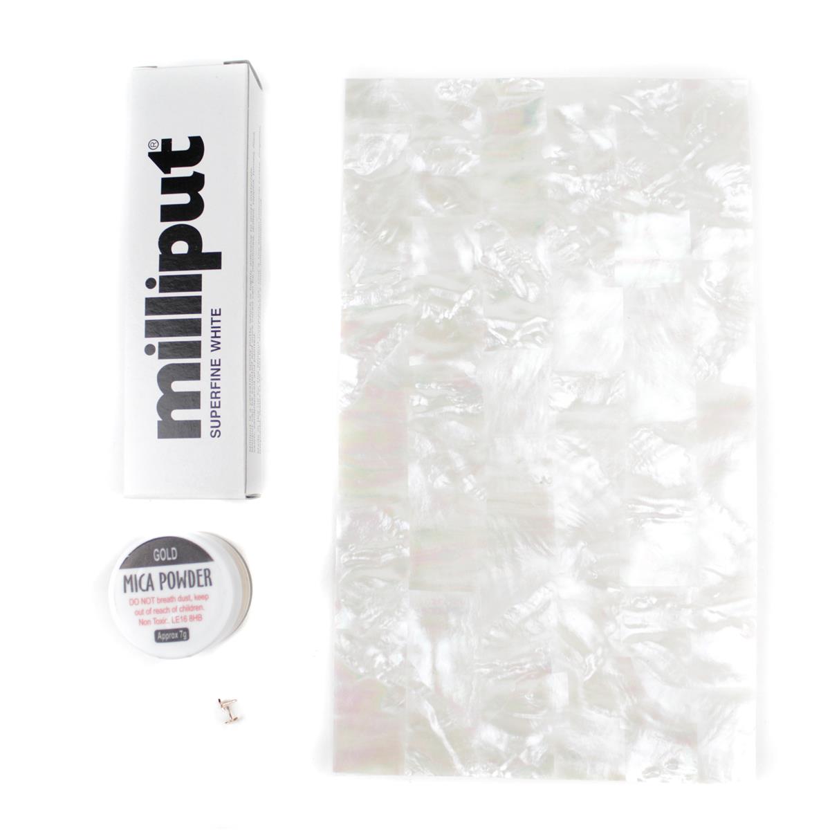 Gold Stars; White Shell Veneer , Milliput Epoxy Putty, Mica Powder Gold ...
