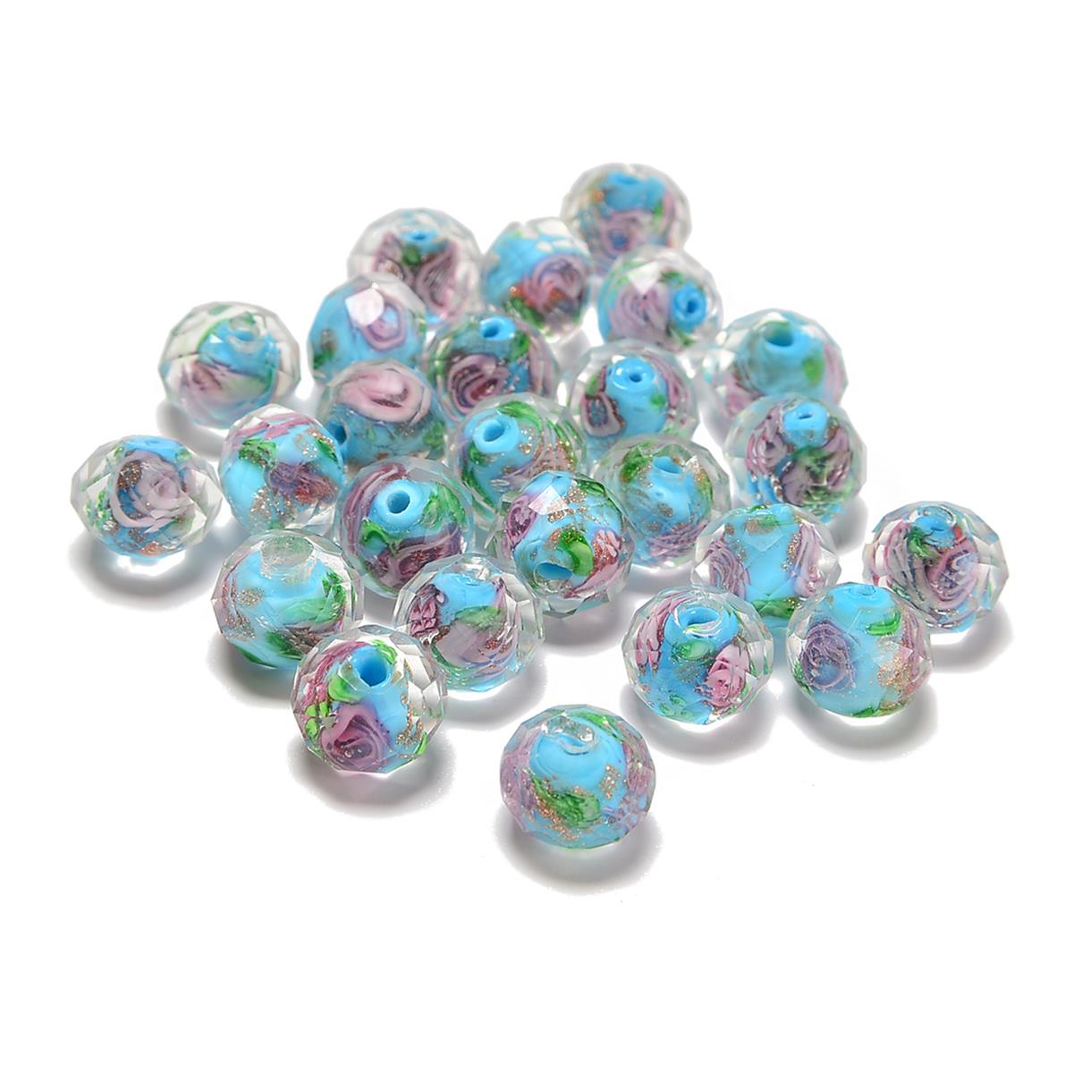 Blue Swirl Glass Beads, Approx 10x8mm (25pcs) | JewelleryMaker