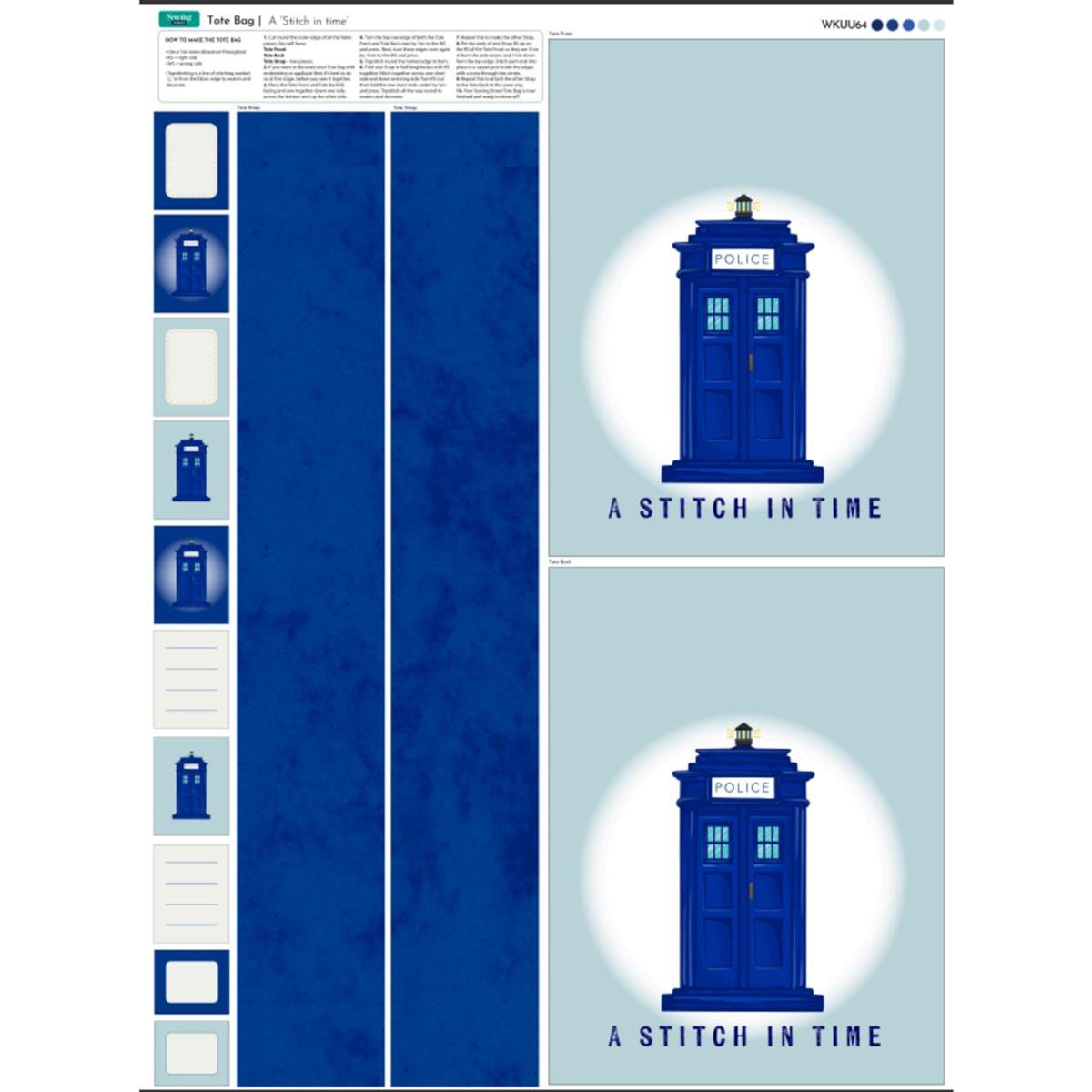 Ian's A Stitch in Time Police Box Tote Bag Panel | SewingStreet